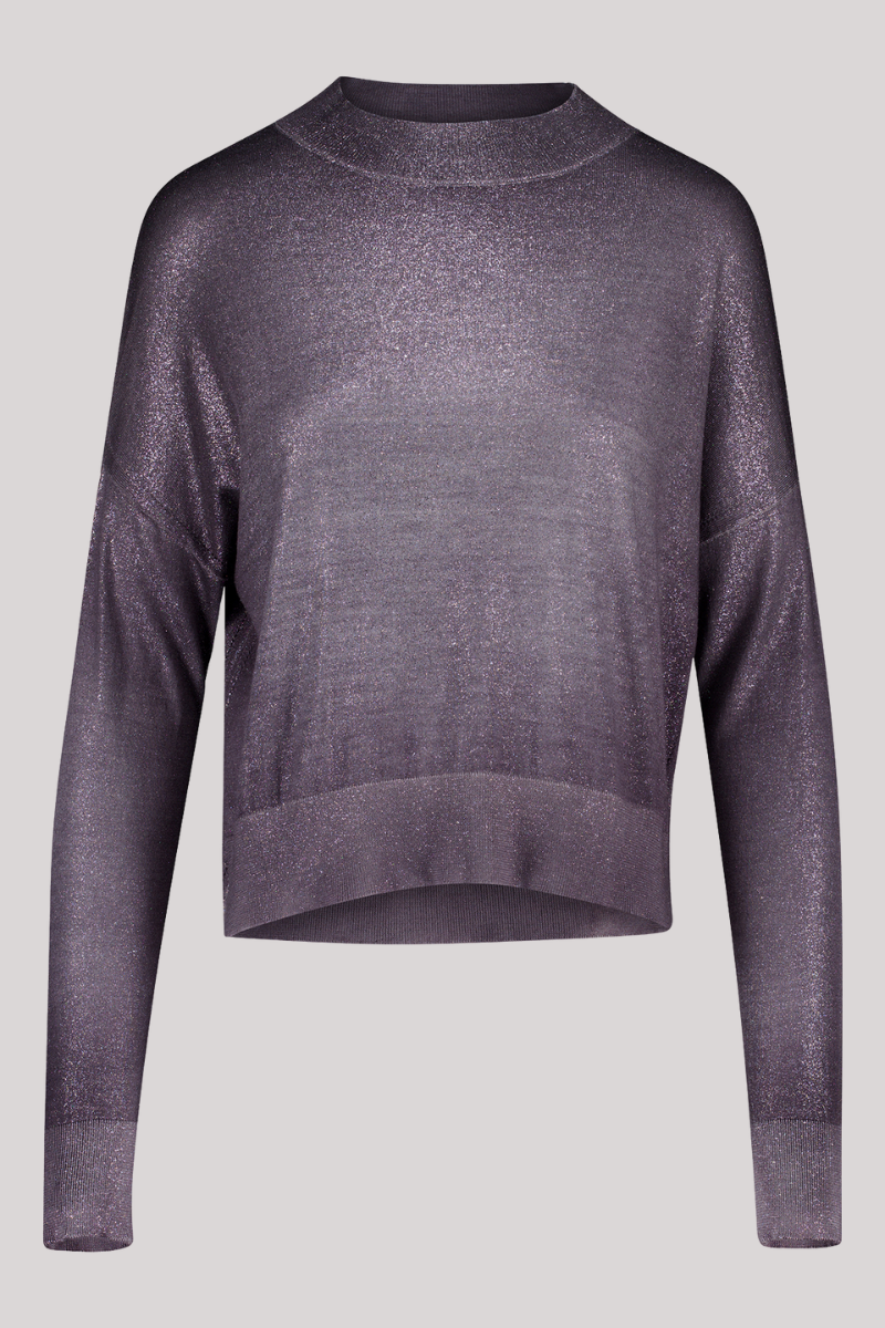 Avan Toi - Laminated Hand Painted Mock Neck Pullover with Longer Back
