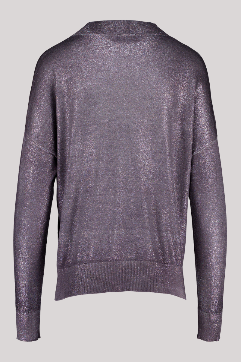 Avan Toi - Laminated Hand Painted Mock Neck Pullover with Longer Back